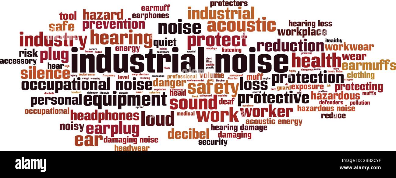 Industrial noise word cloud concept. Collage made of words about ...