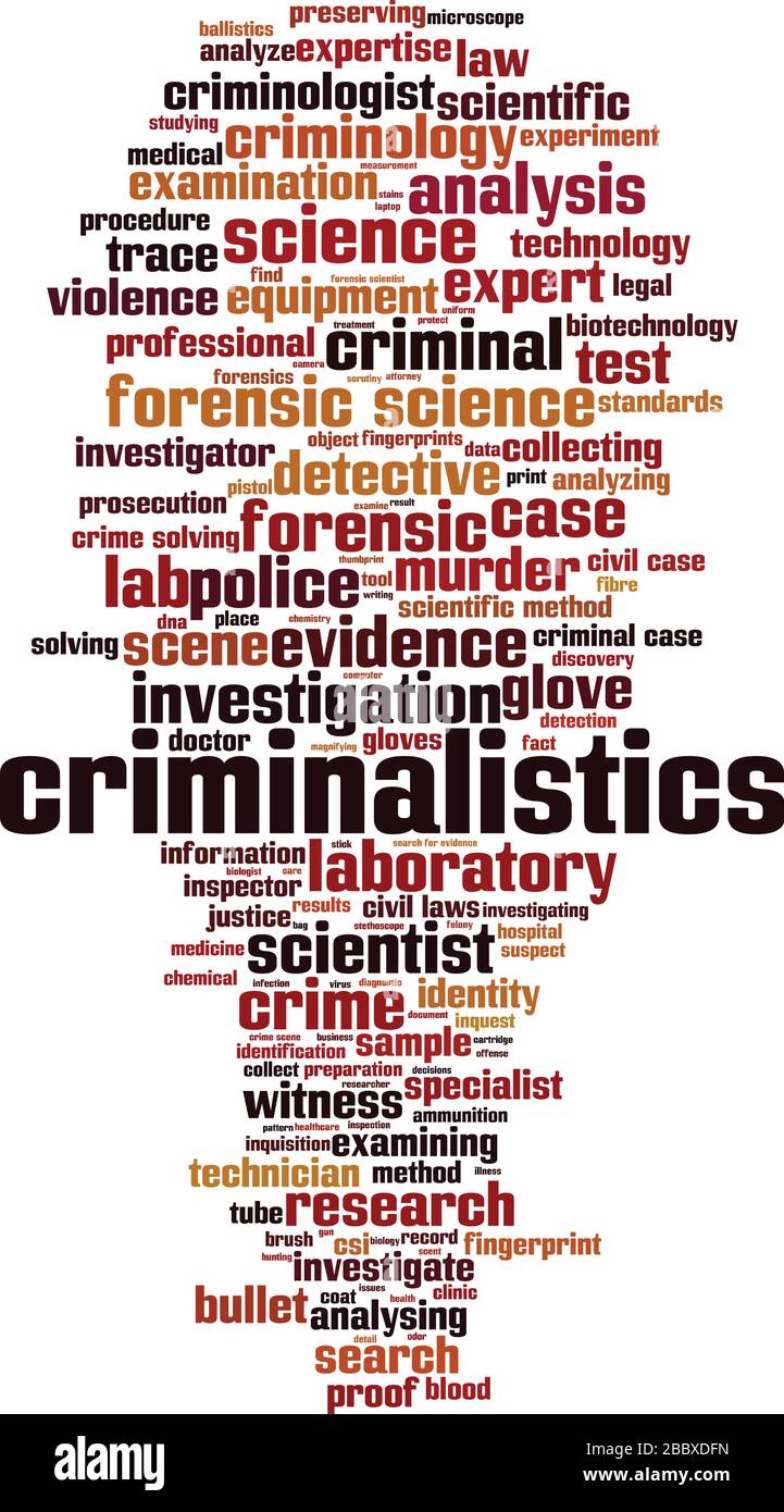 Criminalistics word cloud concept. Collage made of words about ...