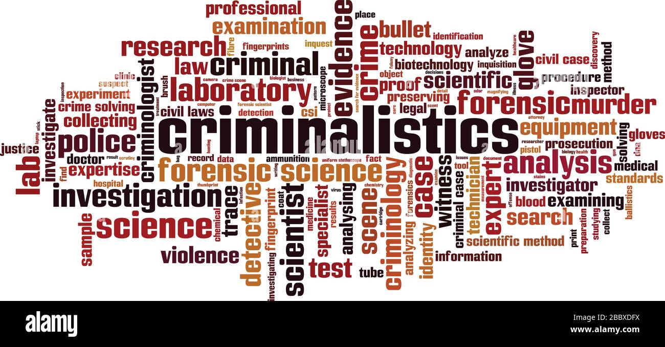 Criminalistics word cloud concept. Collage made of words about ...