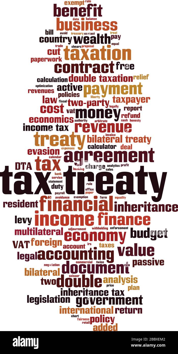 Tax treaty word cloud concept. Collage made of words about tax treaty ...
