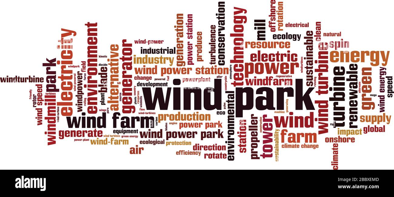 Wind park word cloud concept. Collage made of words about wind park ...