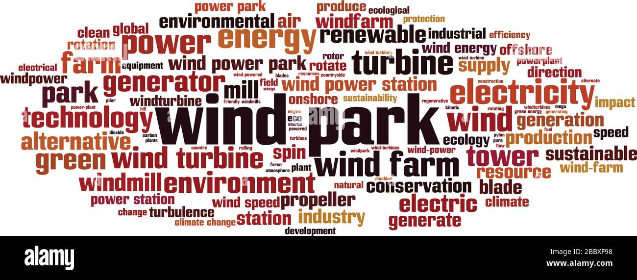 Wind park word cloud concept. Collage made of words about wind park ...