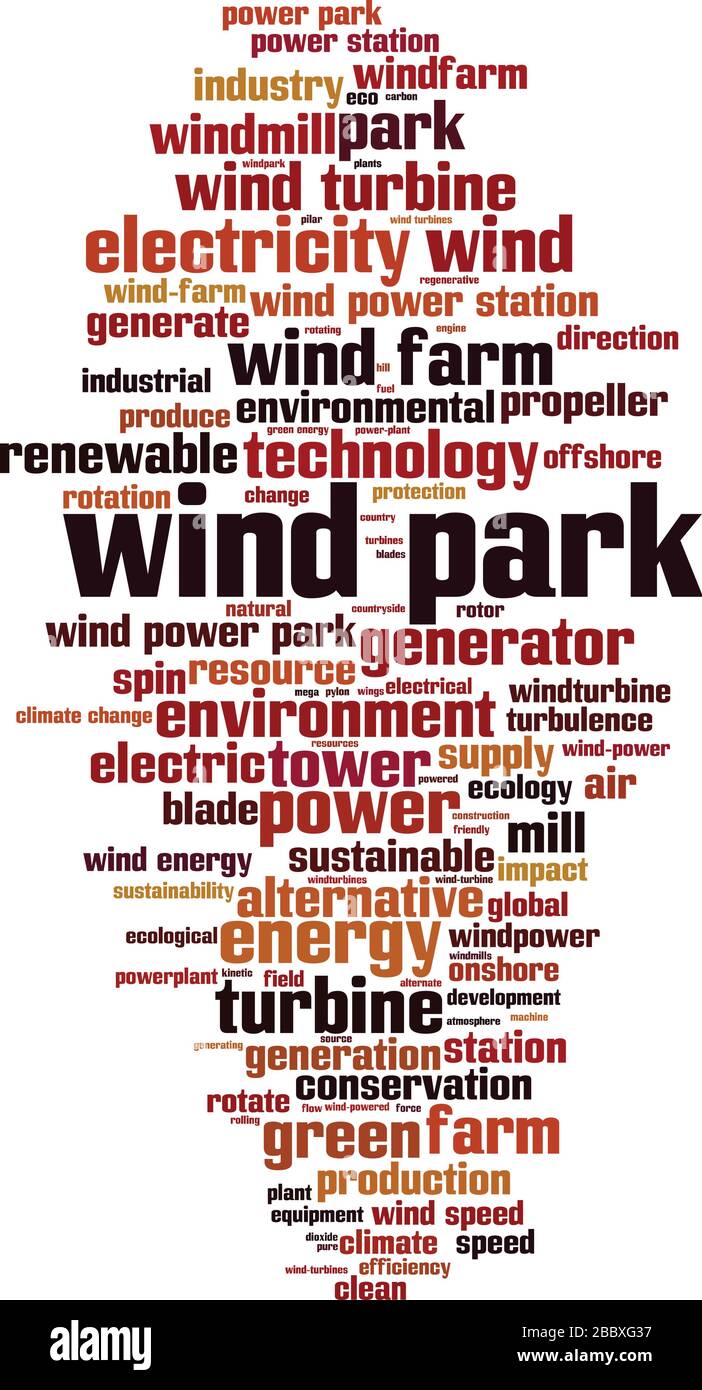 Wind park word cloud concept. Collage made of words about wind park ...