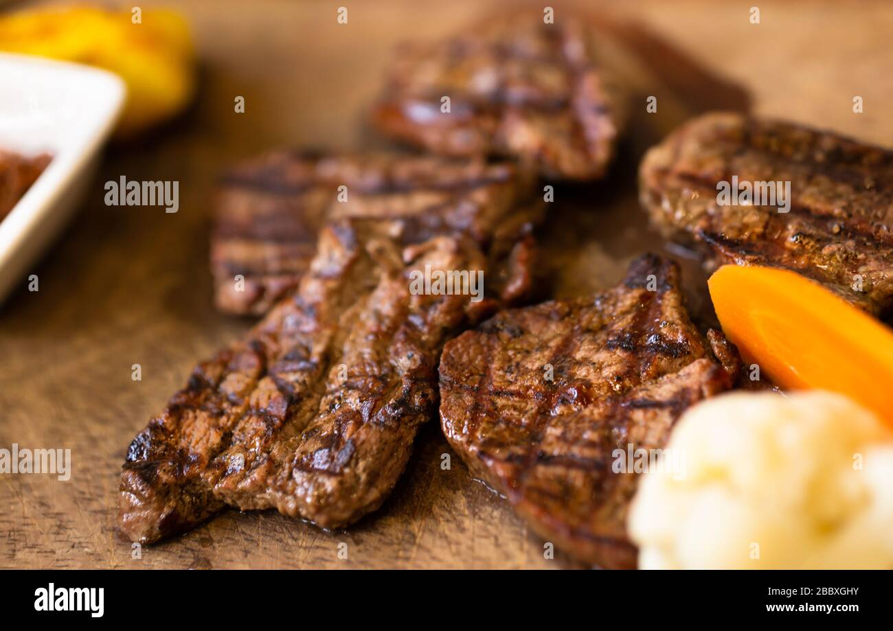 beef steak on the sealed grill, turkish meal Stock Photo - Alamy