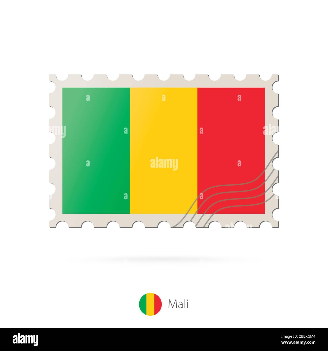 Postage stamp with the image of Mali flag. Mali Flag Postage on white ...