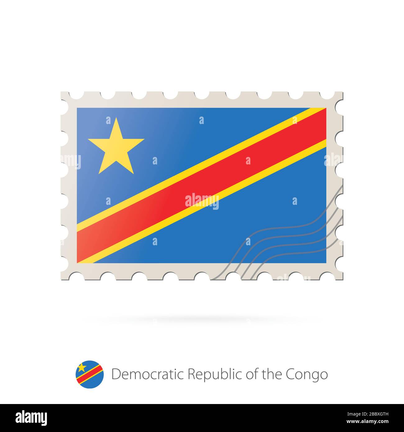 Postage stamp with the image of Democratic Republic of the Congo flag ...