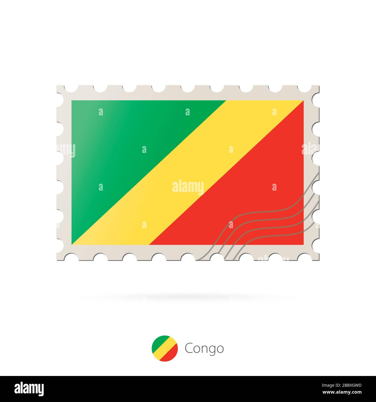 Postage stamp with the image of Congo flag. Congo Flag Postage on white ...