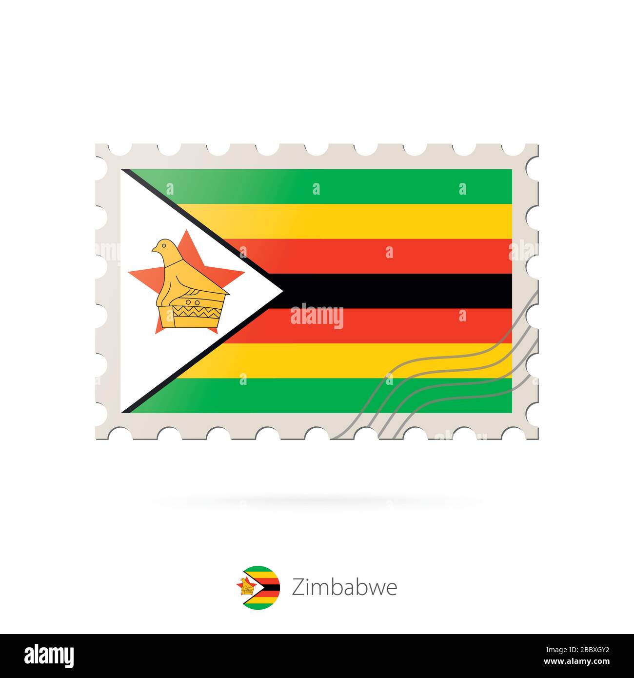 Postage stamp with the image of Zimbabwe flag. Zimbabwe Flag Postage on ...