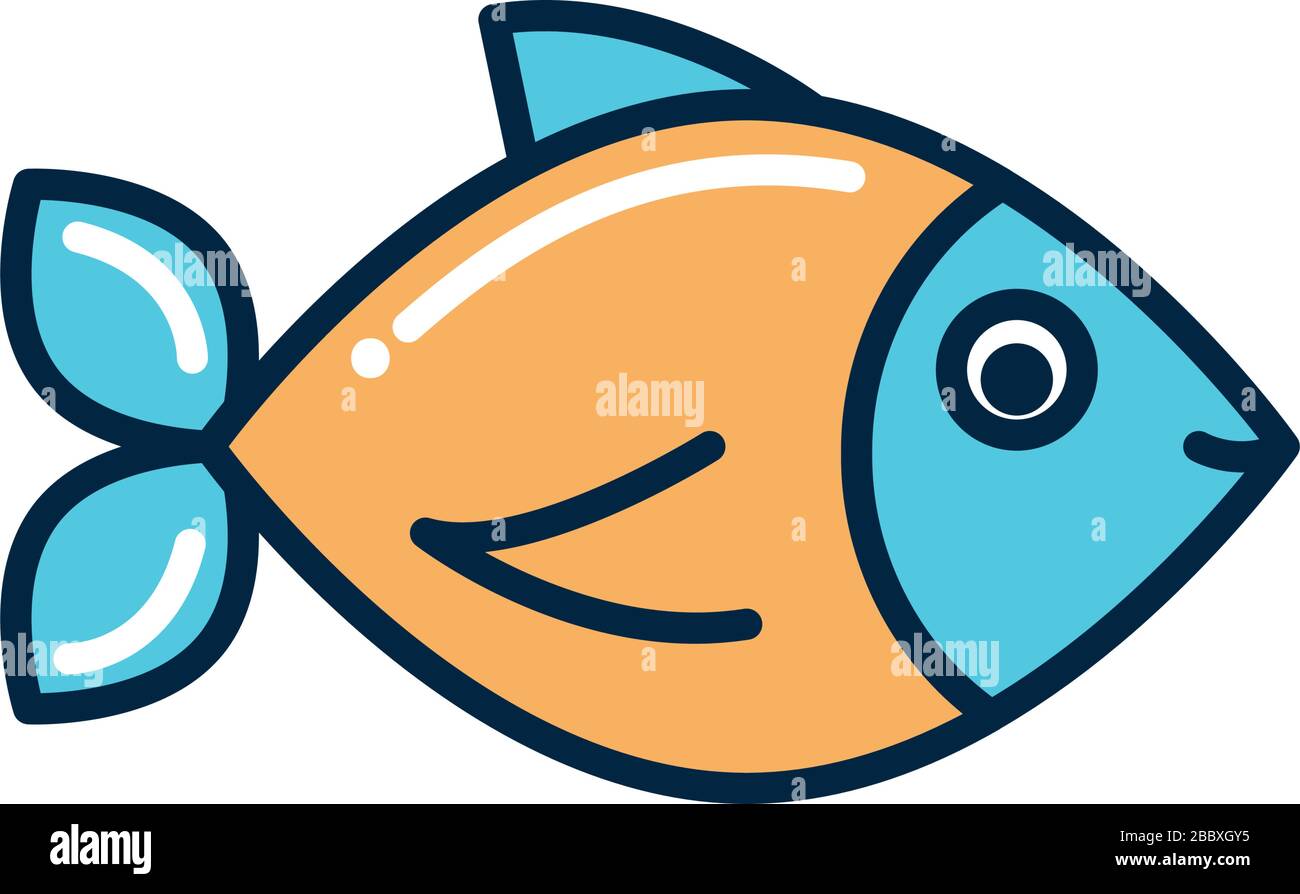 Fish fill style icon design Sea life ecosystem fauna ocean underwater ...