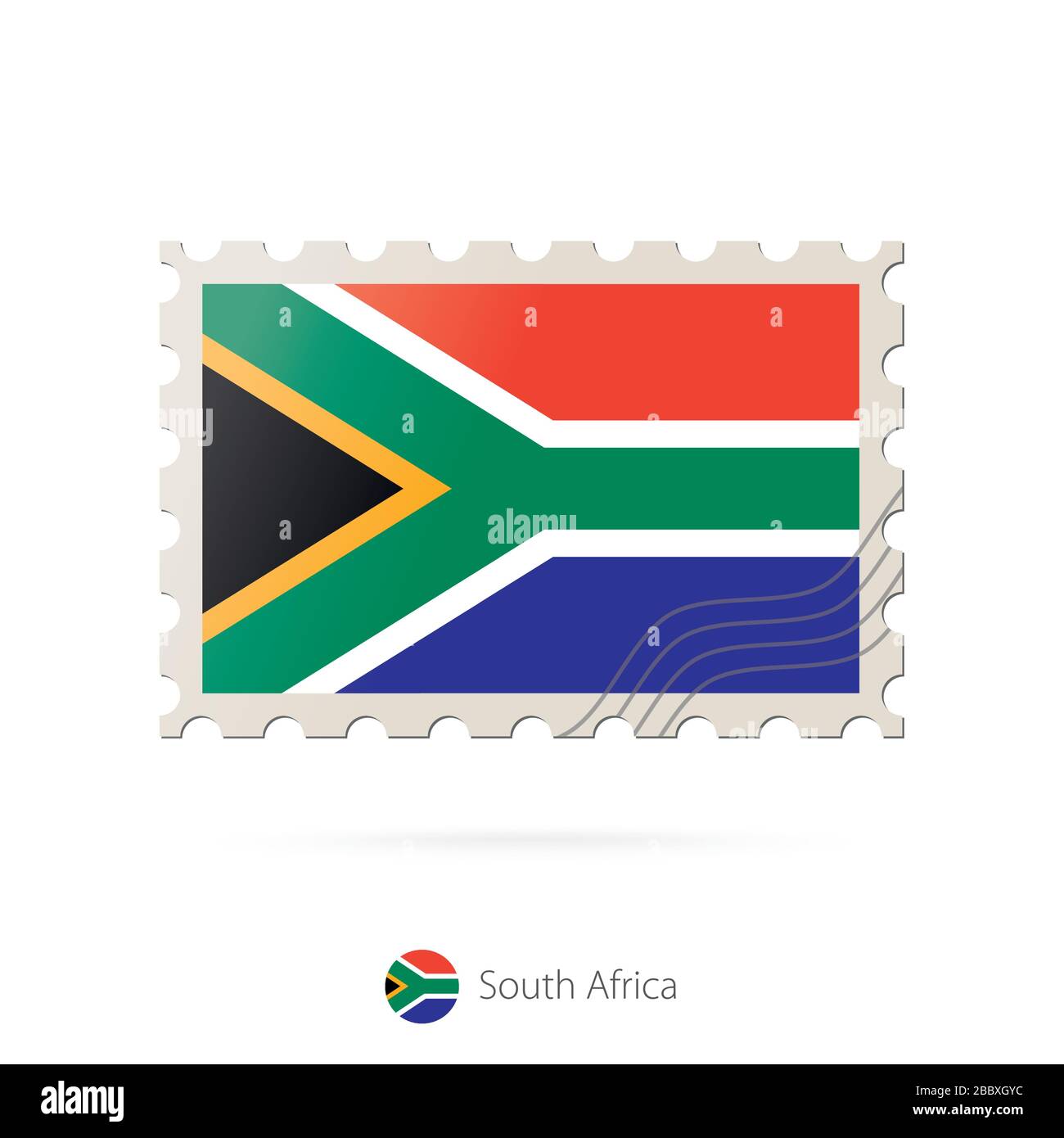 Postage stamp with the image of South Africa flag. South Africa Flag ...