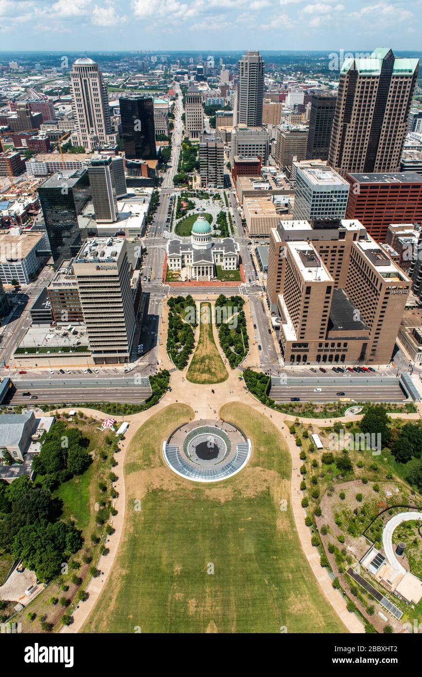 A view of downtown St. Louis from the arch's observation deck in the ...