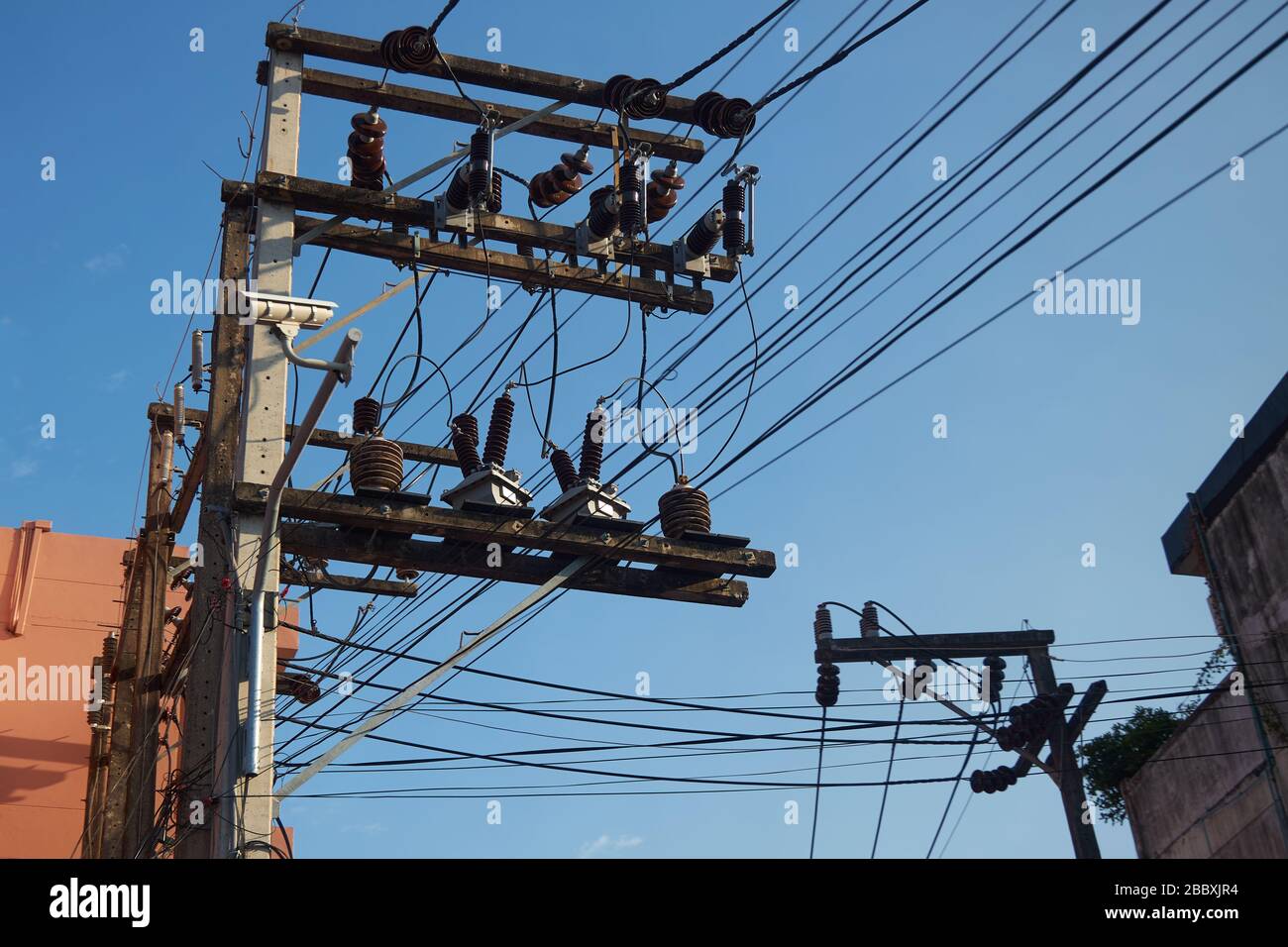 Electricity poles on the street hi-res stock photography and images - Alamy