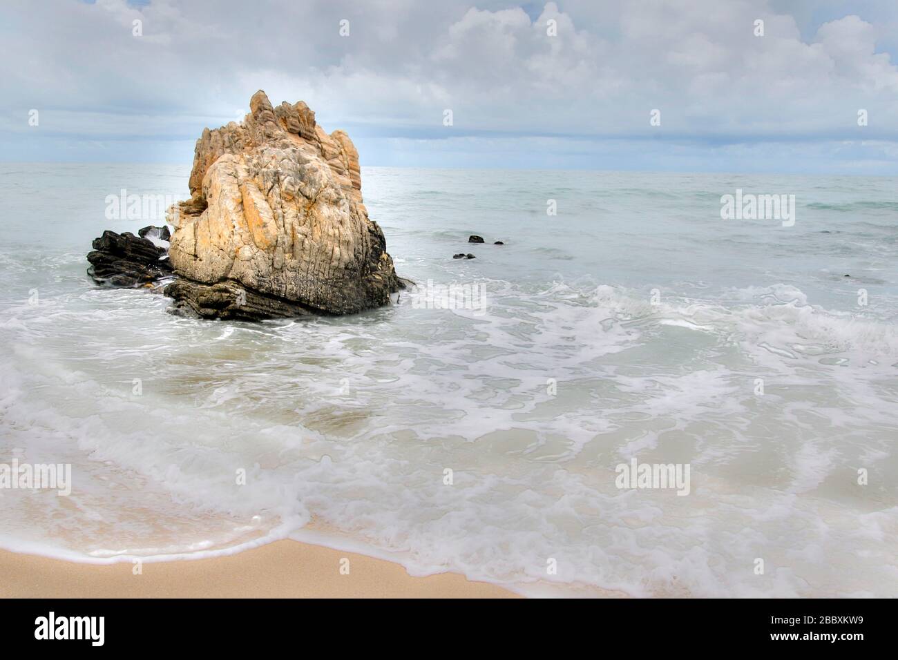 rock formation in the sea in Jericoacoara, in Ceara, northeastern ...