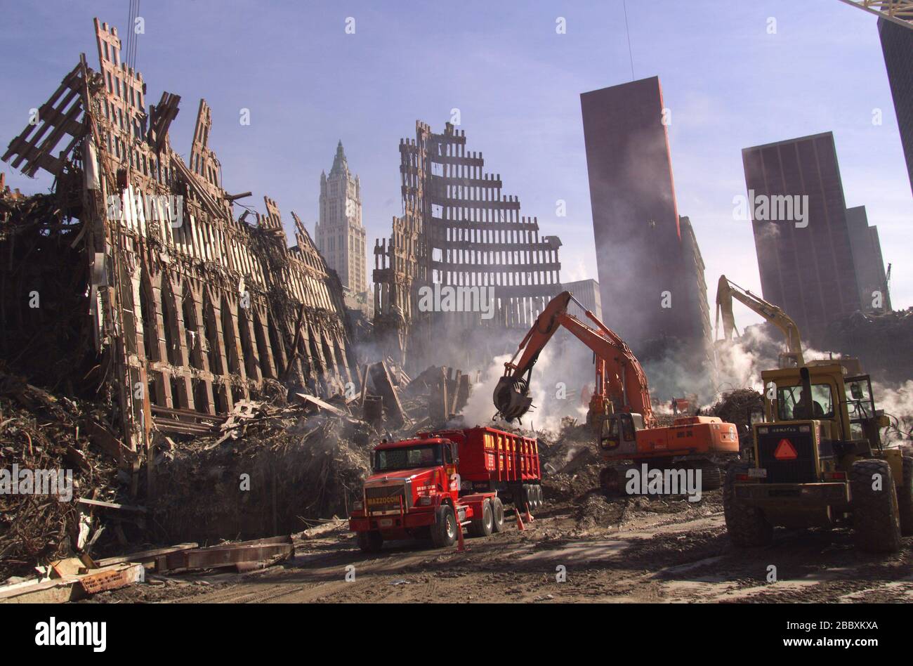 Cleanup continues at the World Trade Center disaster area in New York ...