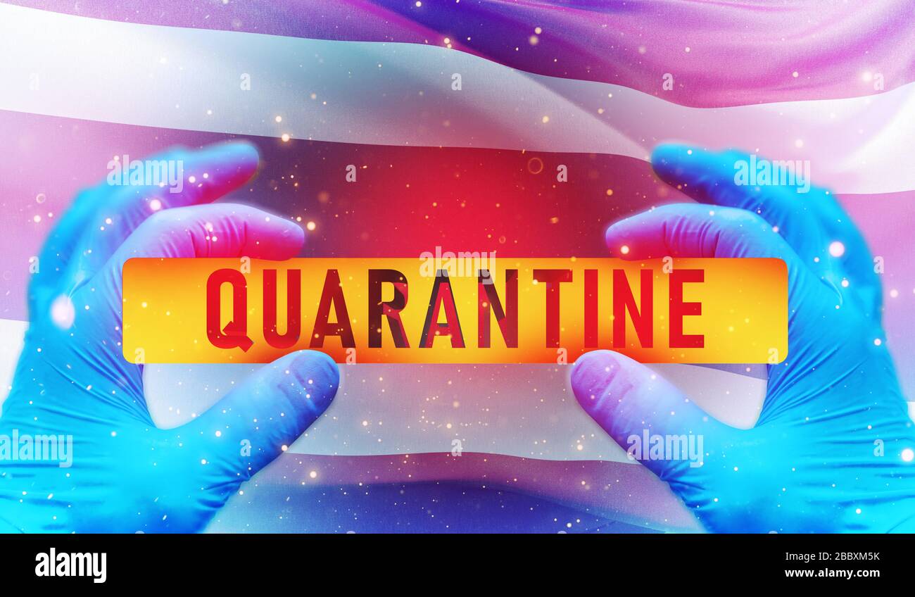 Quarantine area concept,, medical concept with flag of Thailand ...