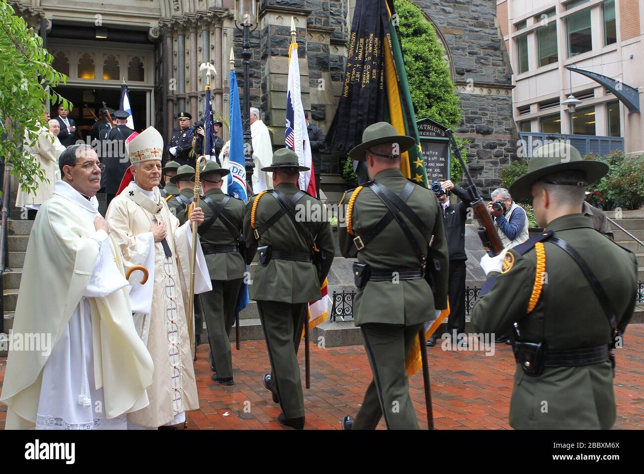 The Border Patrol Honor Guard marching to enter St. Patrick's Cathedral ...