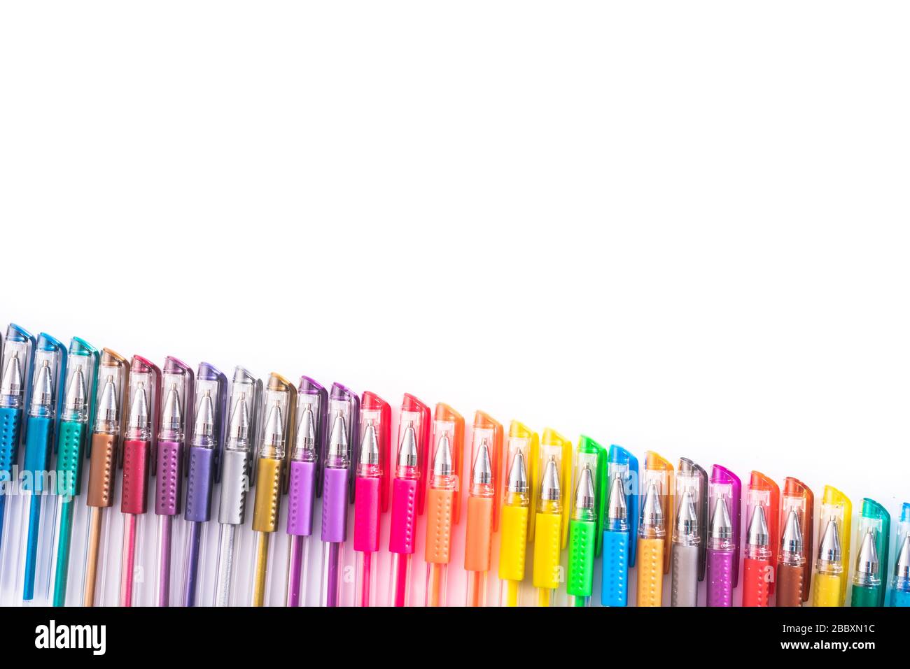 Copy space isolated on white of colored pens for children crafts in ...