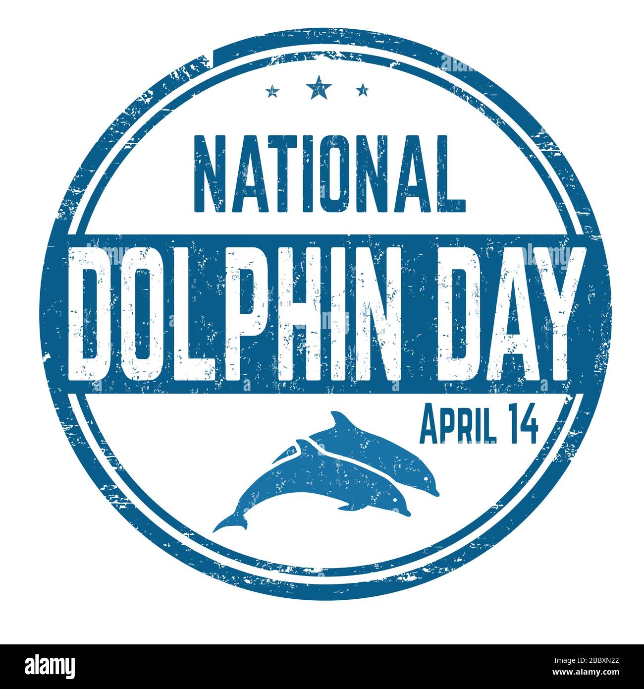 National dolphin day grunge rubber stamp on white background, vector ...