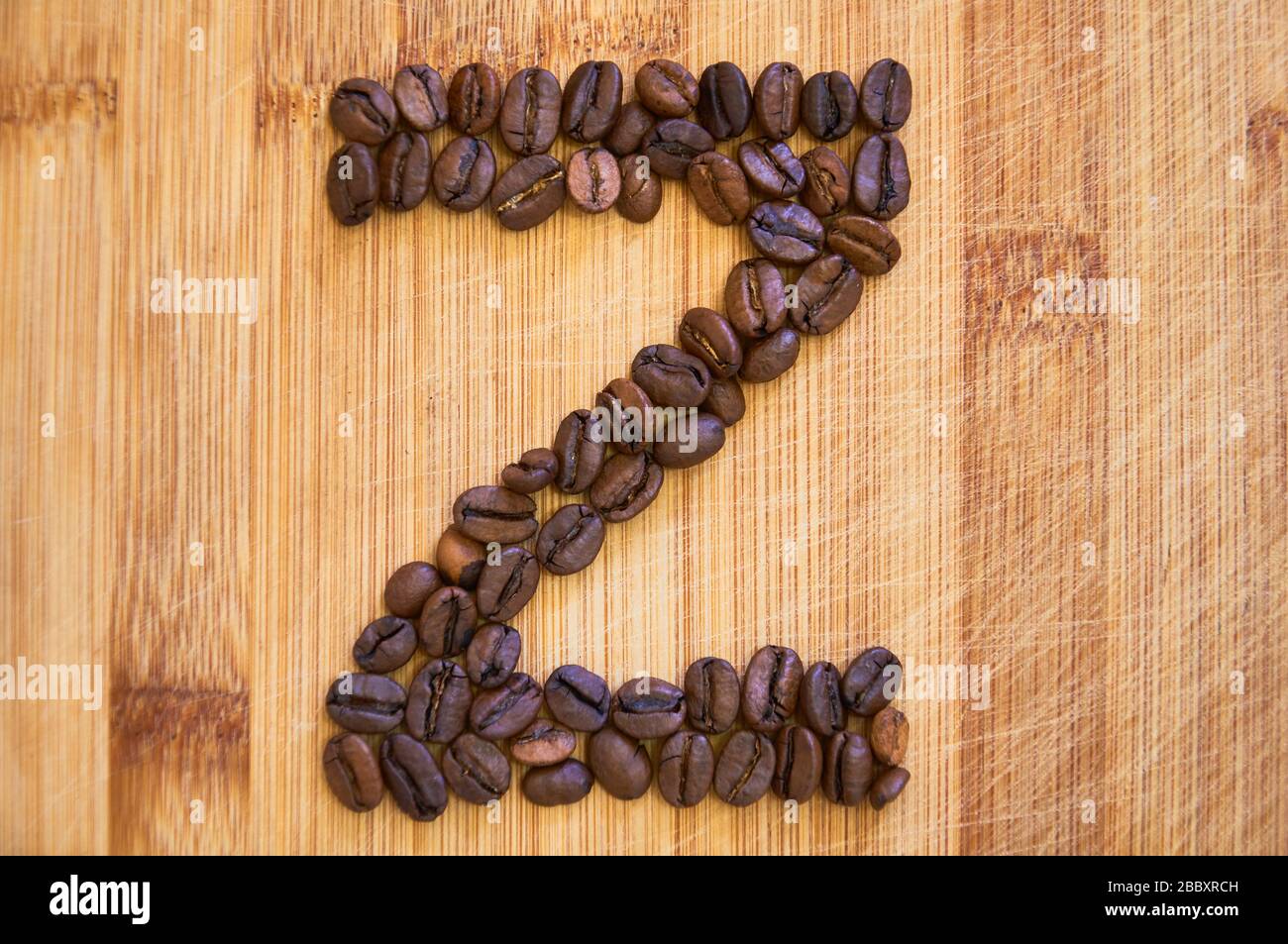 Alphabet letter Z made from roasted coffee beans, 3D rendering on ...