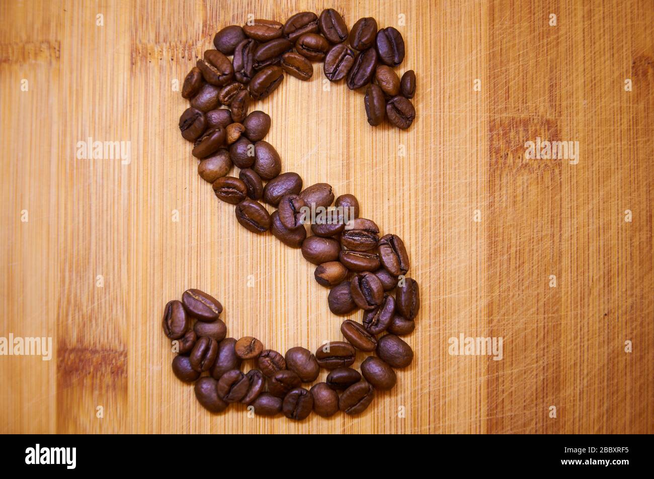 Alphabet letter S made from roasted coffee beans, 3D rendering on ...