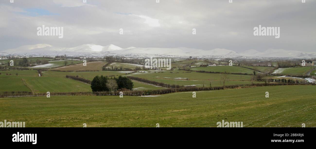 Landscape view of County Down from Rathfriland with the Mountains of ...