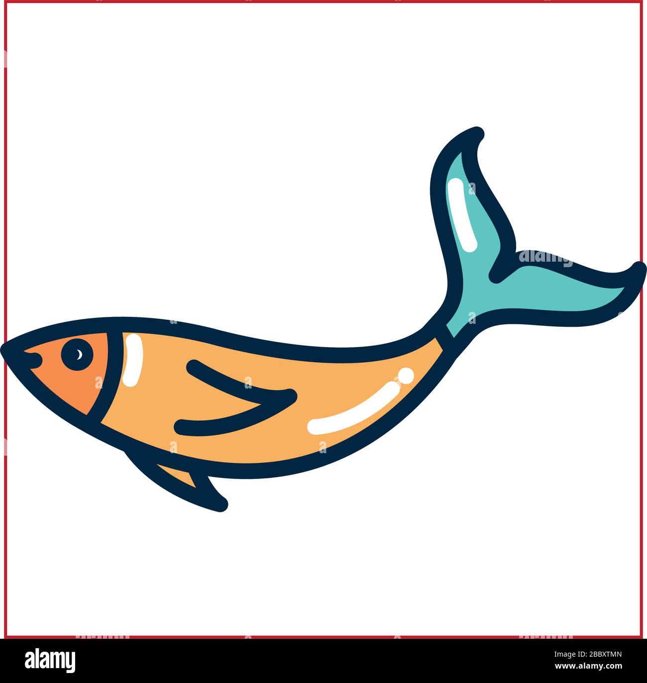 Fish fill style icon design Sea life ecosystem fauna ocean underwater ...