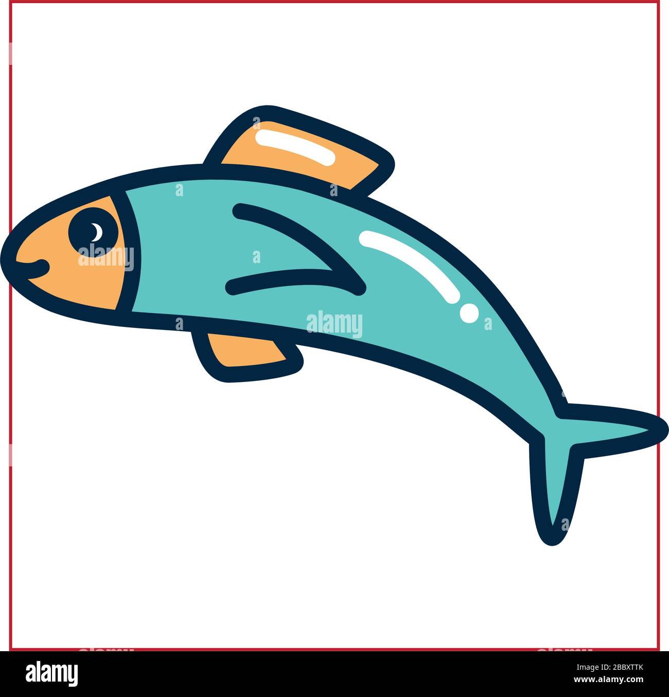 Fish fill style icon design Sea life ecosystem fauna ocean underwater ...