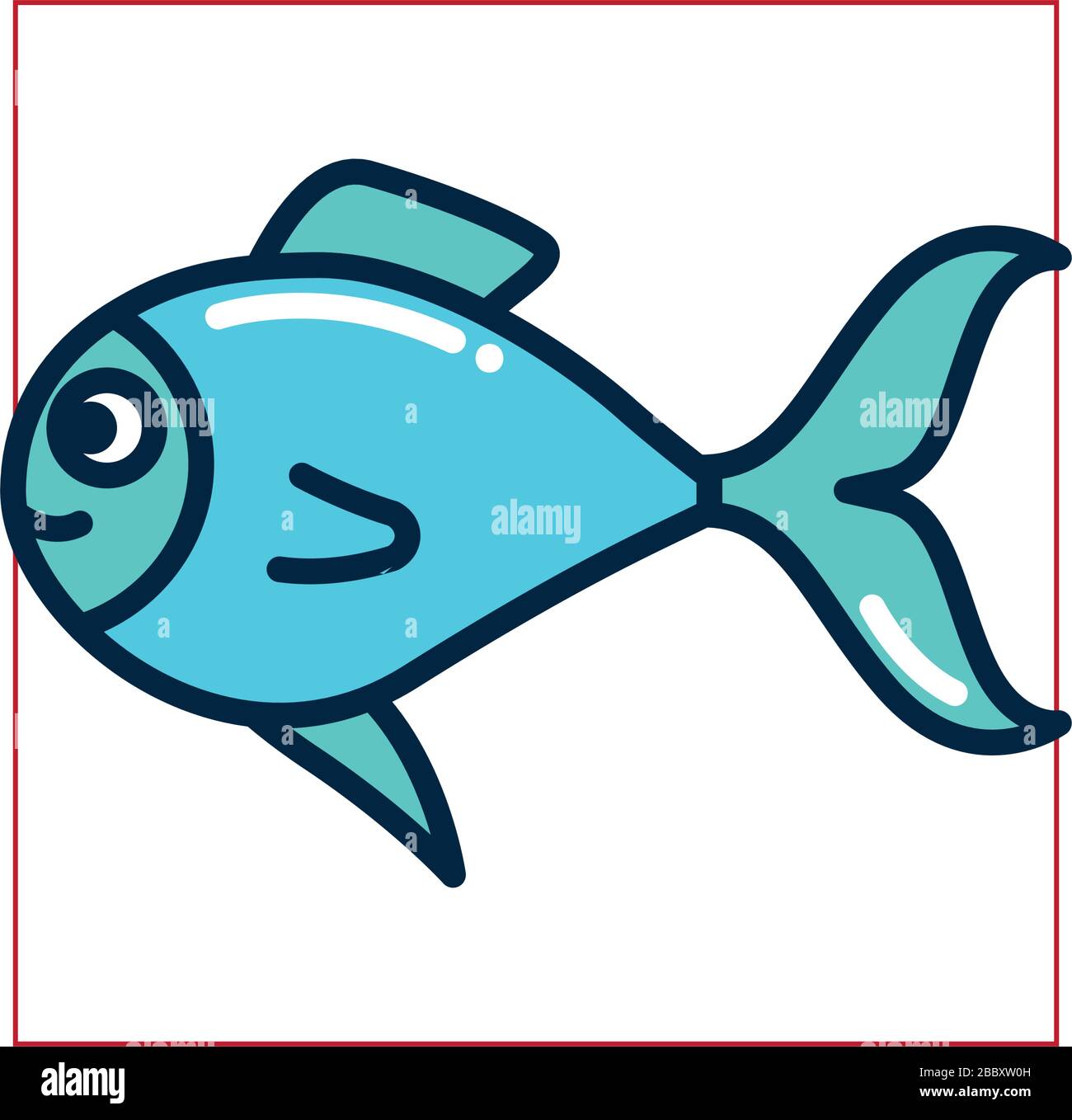 Fish fill style icon design Sea life ecosystem fauna ocean underwater ...