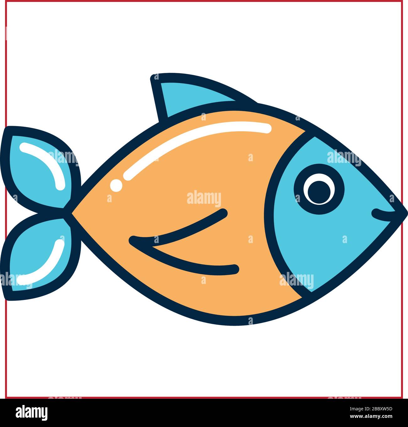 Fish fill style icon design Sea life ecosystem fauna ocean underwater ...
