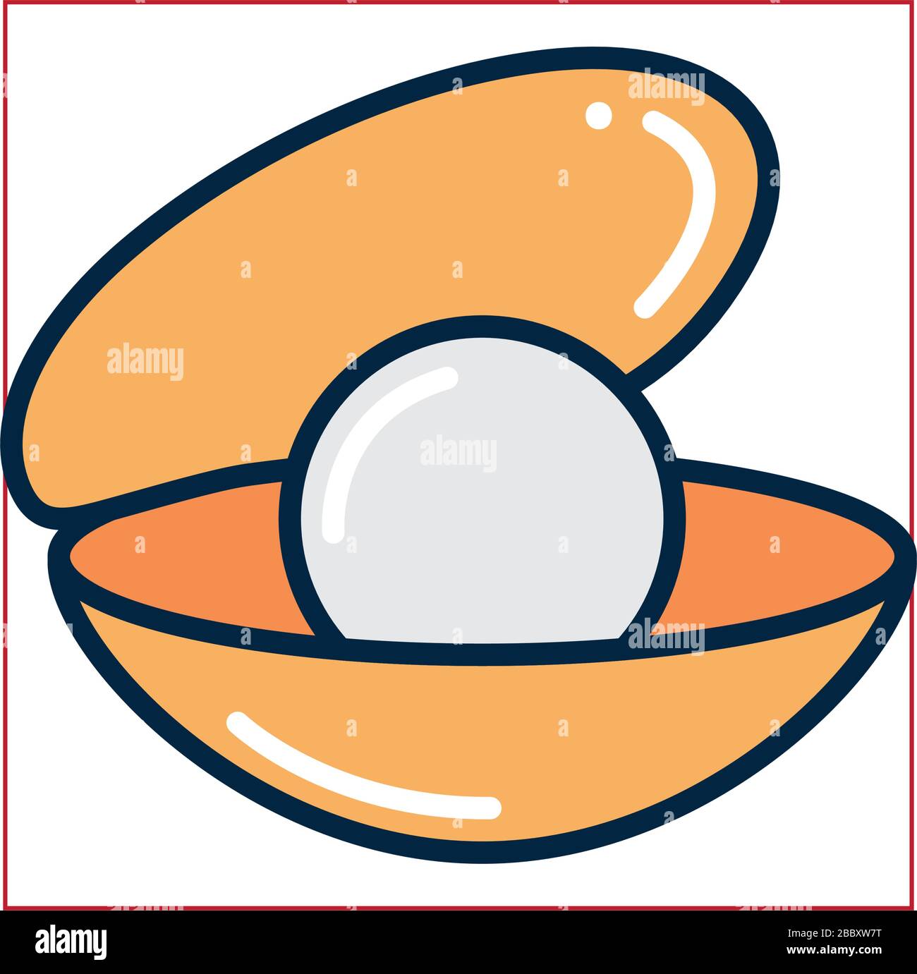 oyster with pearl fill style icon design Sea life ecosystem fauna ocean ...