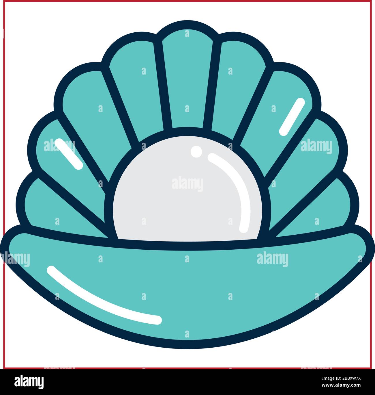 oyster with pearl fill style icon design Sea life ecosystem fauna ocean ...