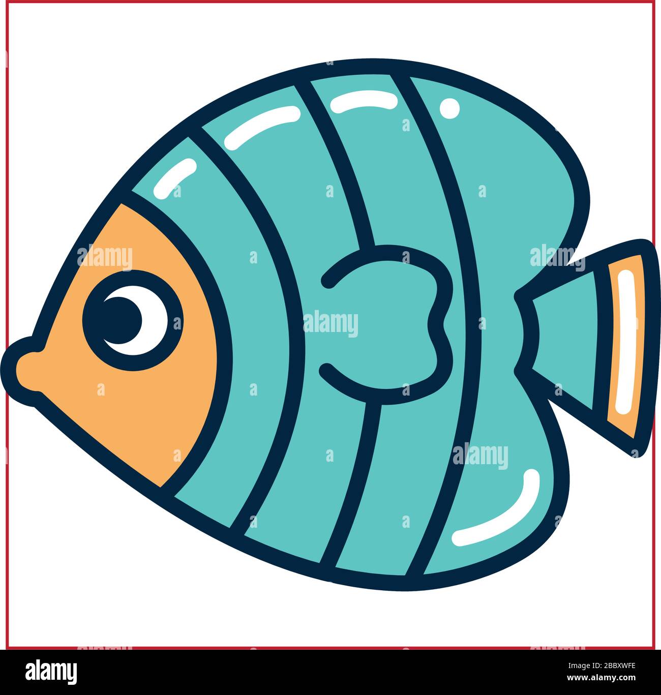 Fish fill style icon design Sea life ecosystem fauna ocean underwater ...