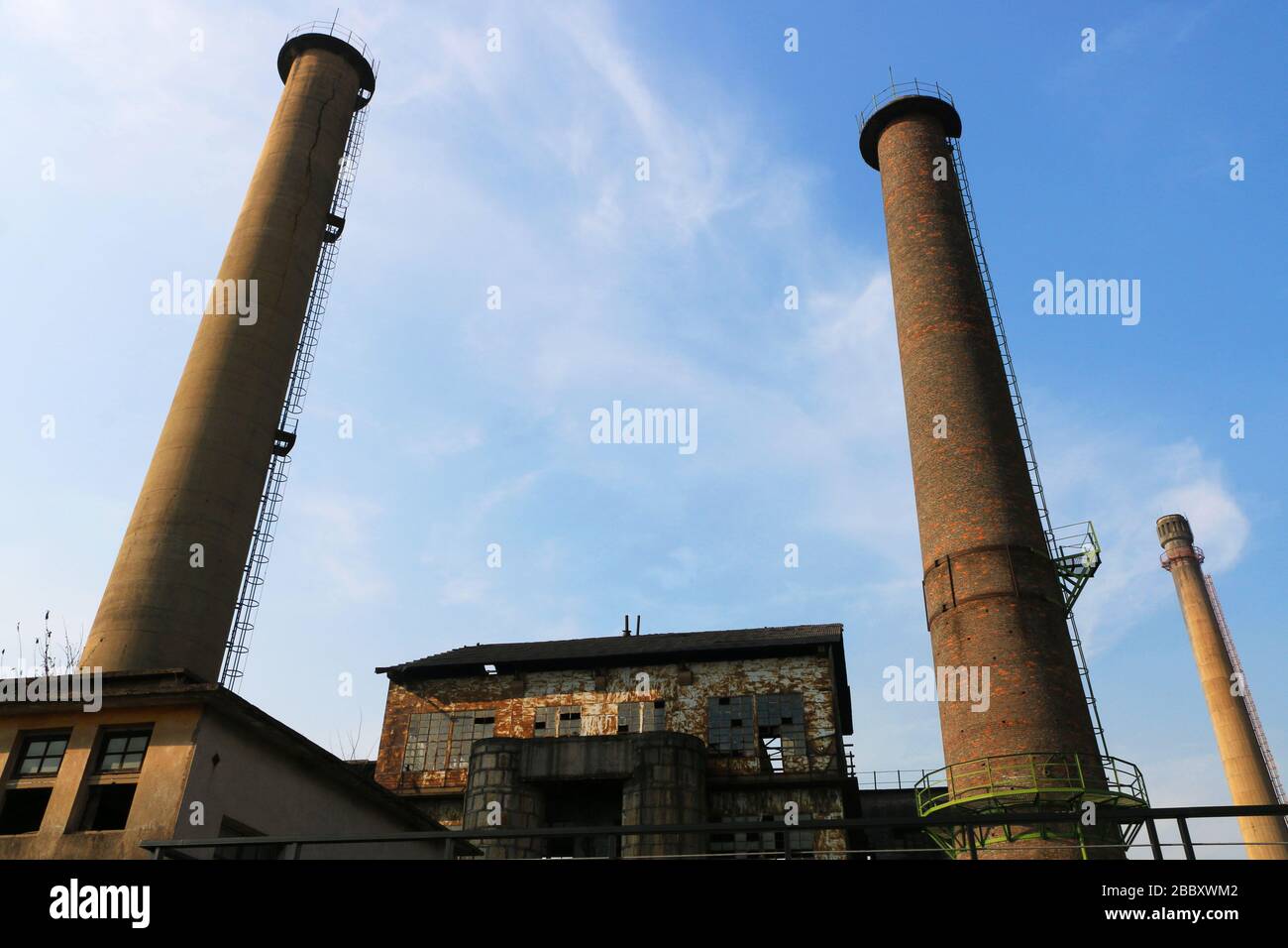 chimney in an abandoned factory Stock Photo - Alamy