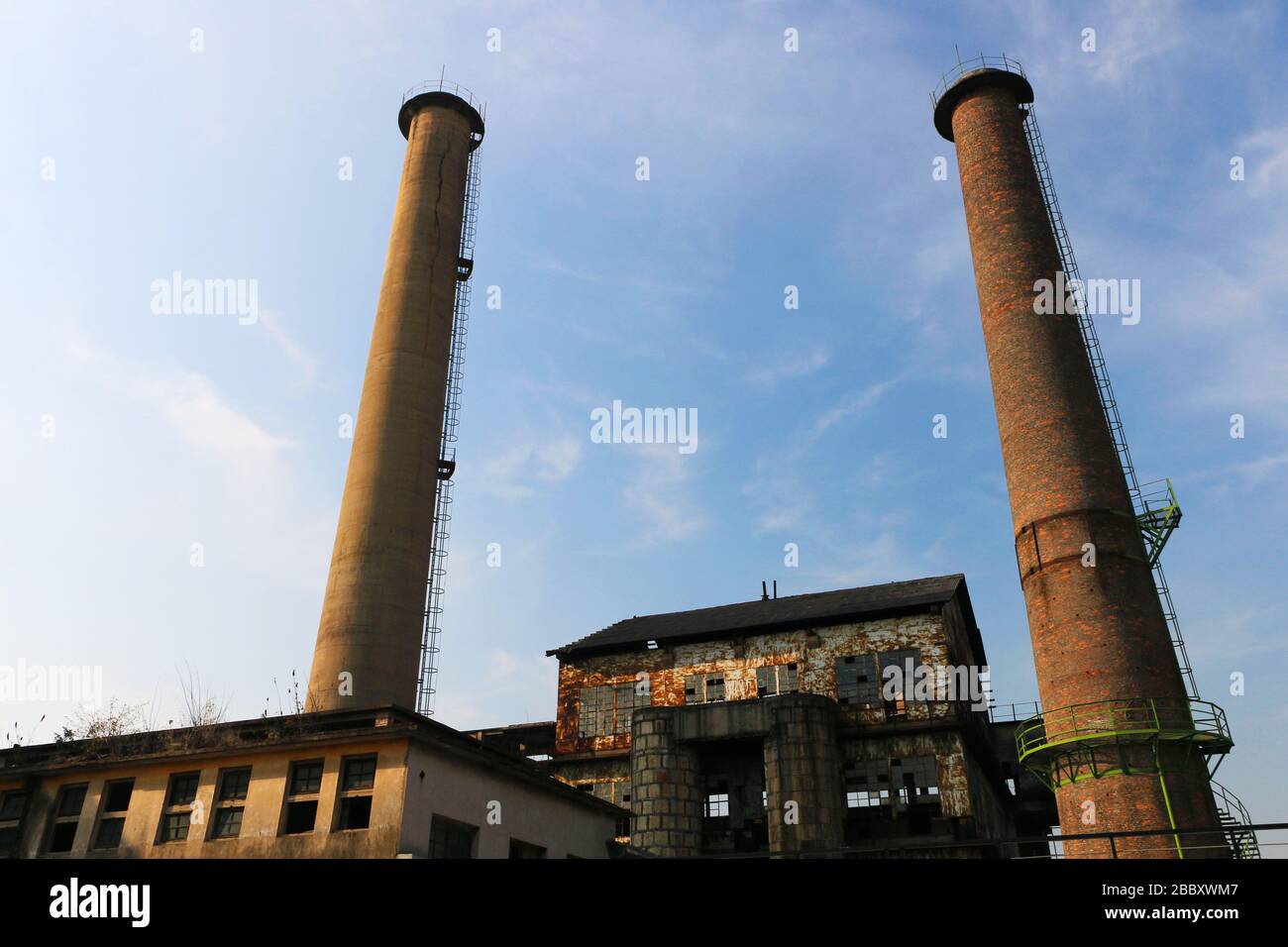 chimney in an abandoned factory Stock Photo - Alamy