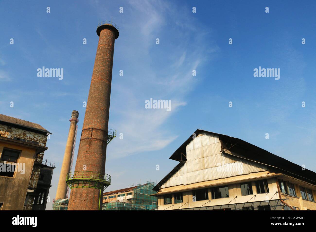 chimney in an abandoned factory Stock Photo - Alamy