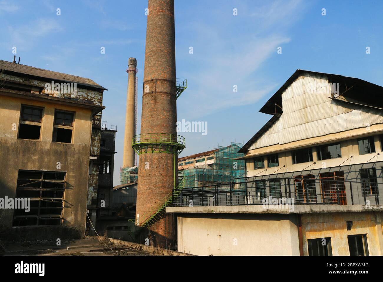 chimney in an abandoned factory Stock Photo - Alamy