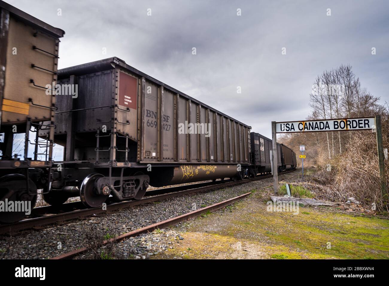Surrey, Canada - Mar 29, 2020: BNSF Rail cars heading to USA at Canada ...