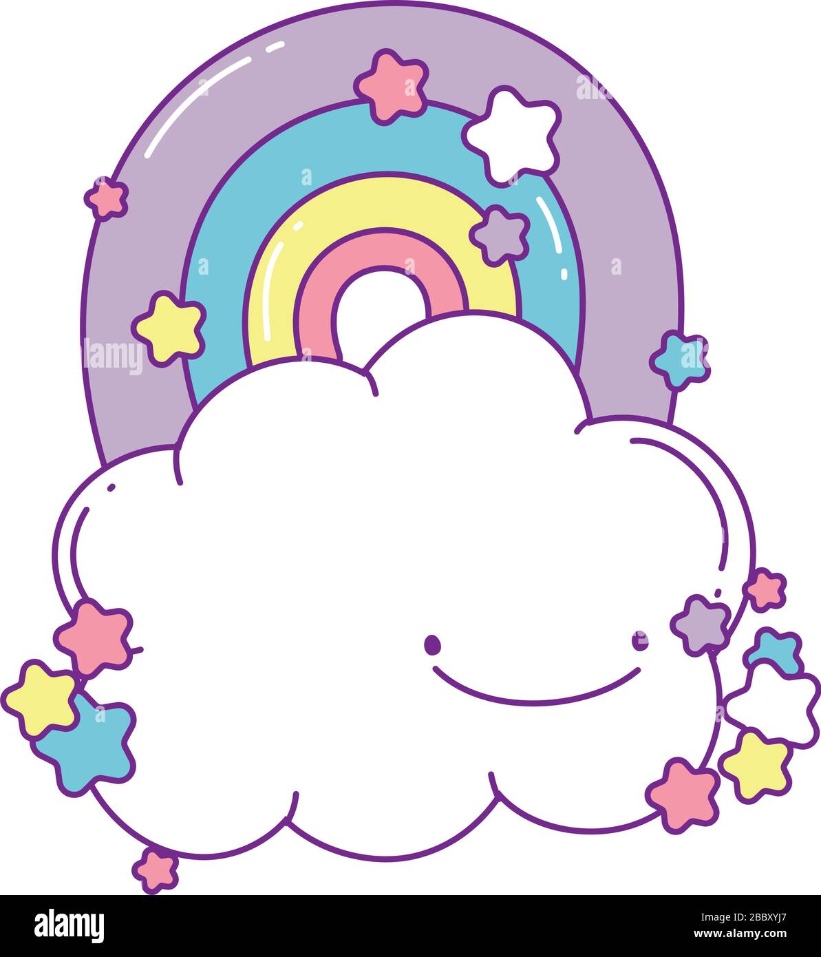 rainbow cartoon design, Kawaii expression cute character funny and ...