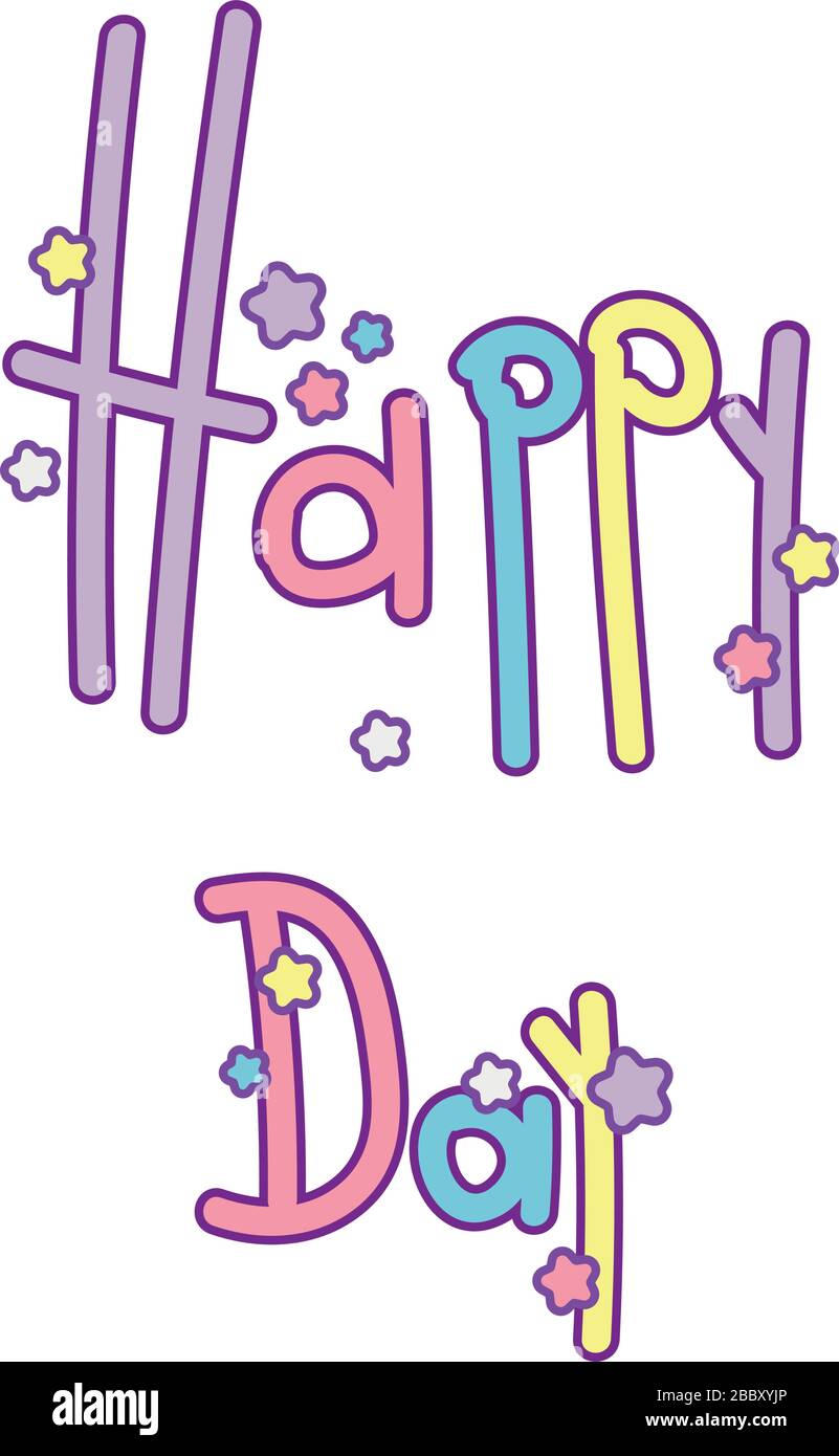 Letters with stars design, Happy day card celebration decoration ...