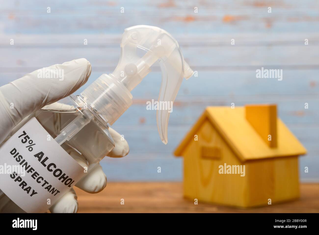 75 percent alcohol disinfectant alcohol spray with a house on ...