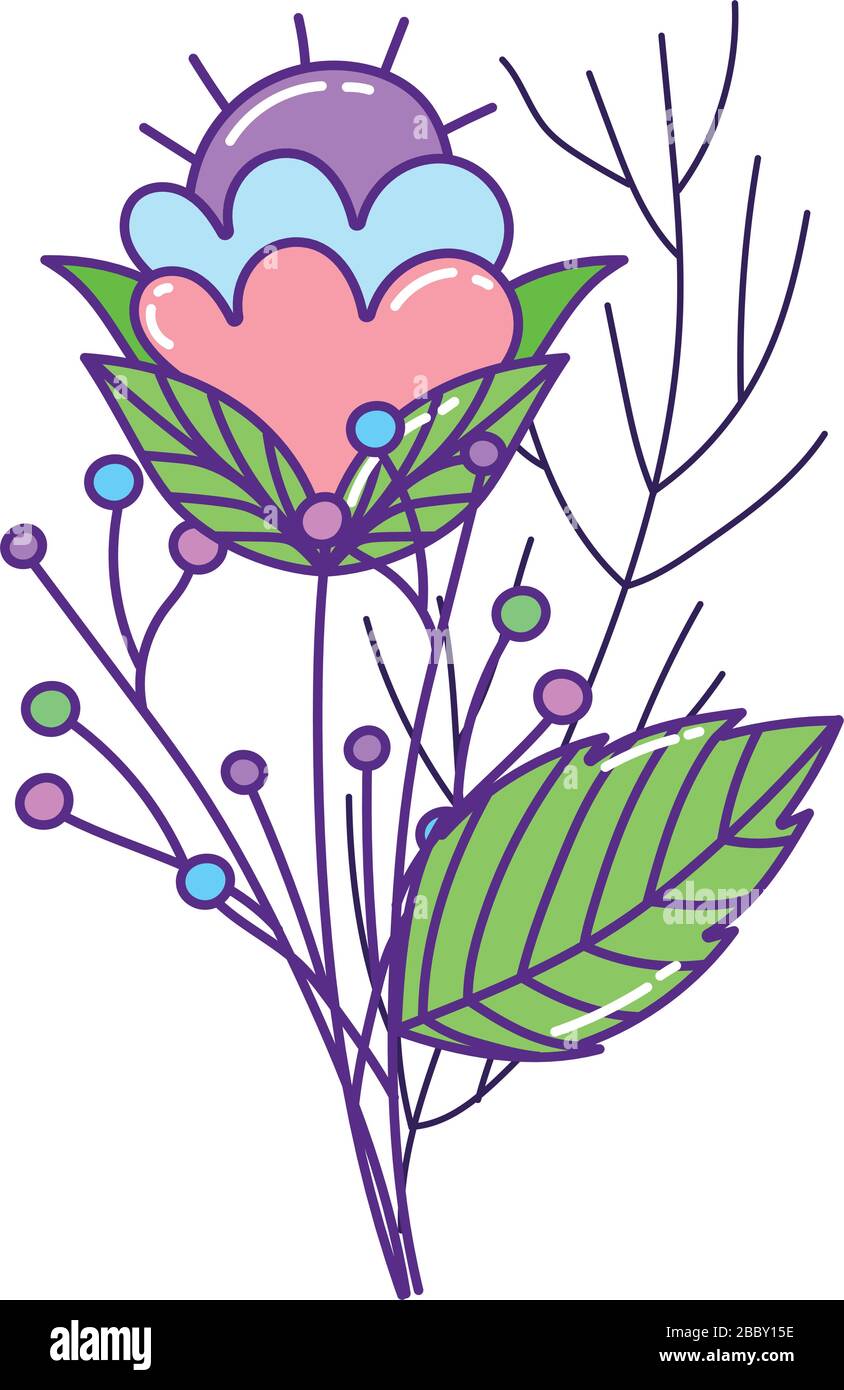 Natural flower with leaves design, floral nature plant ornament garden ...