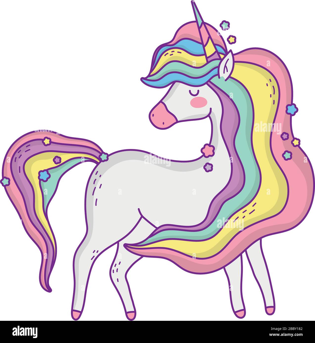 unicorn horse cartoon design, magic fantasy fairytale childhood animal ...
