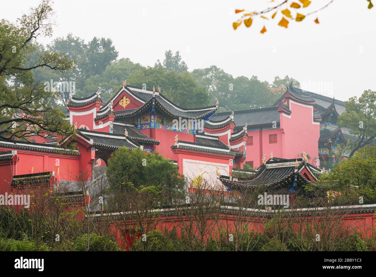 The temple within the red wall Stock Photo - Alamy