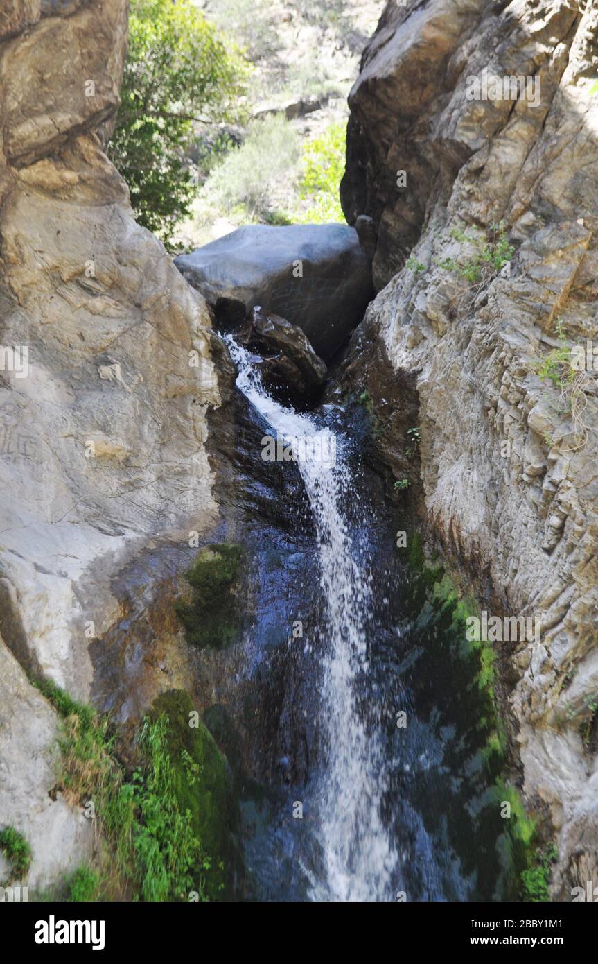 Waterfall at Eaton Canyon in the San Gabriel Mountains near Los Angeles ...