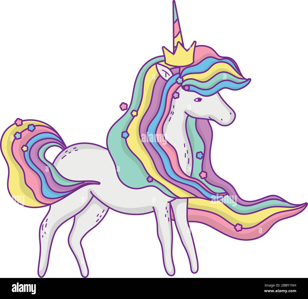 unicorn horse cartoon with crown design, magic fantasy fairytale ...