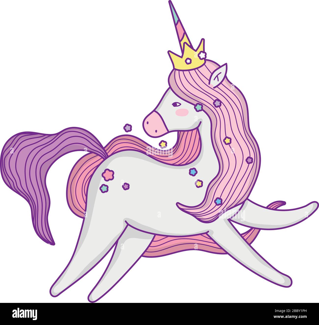 unicorn horse cartoon with crown design, magic fantasy fairytale ...