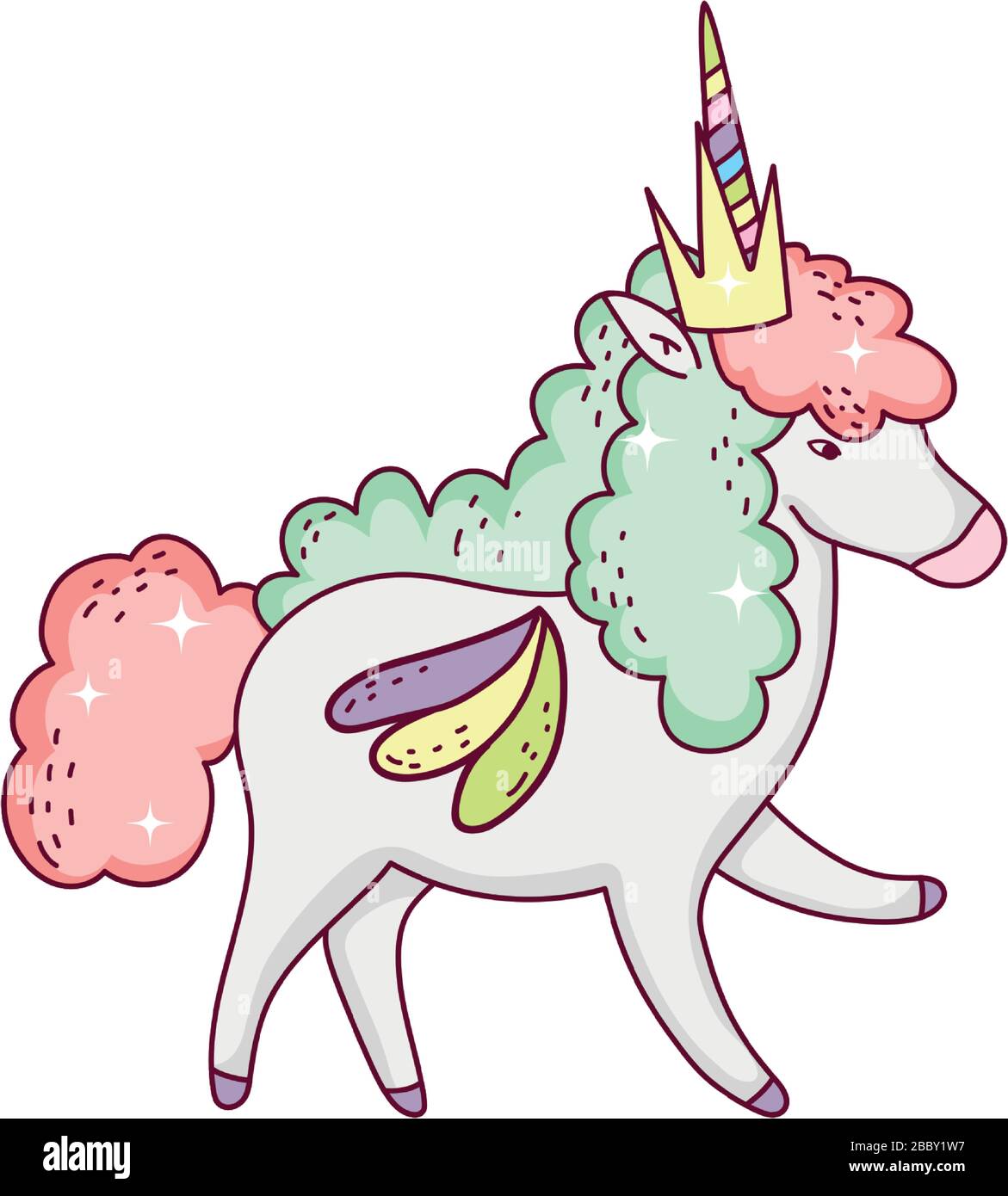 unicorn horse cartoon with crown design, magic fantasy fairytale ...