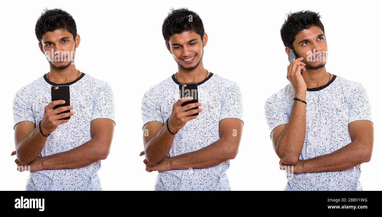 Indian man using phone hi-res stock photography and images - Alamy