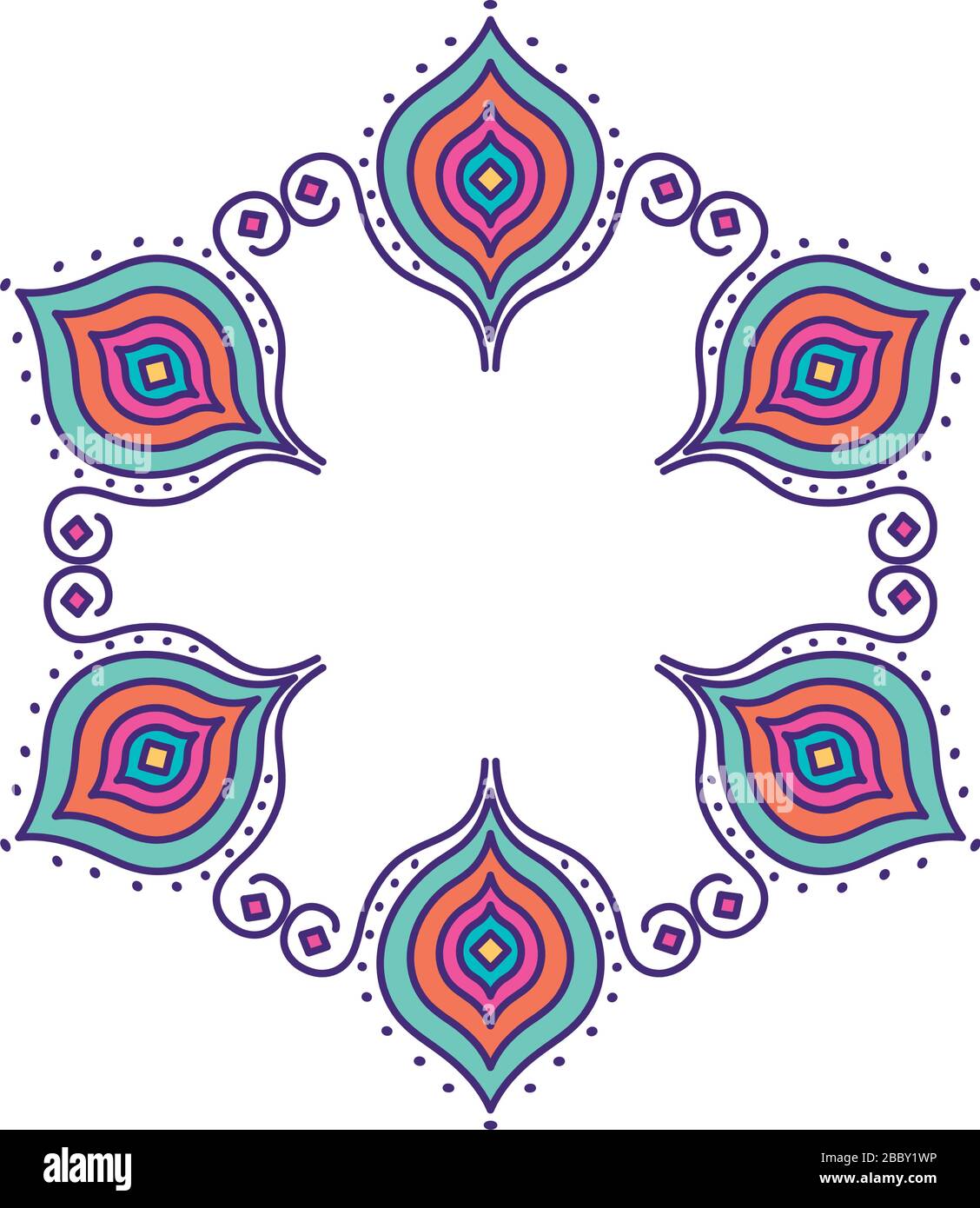 colored mandala leaves drops feathers circle design of Bohemic ornament ...