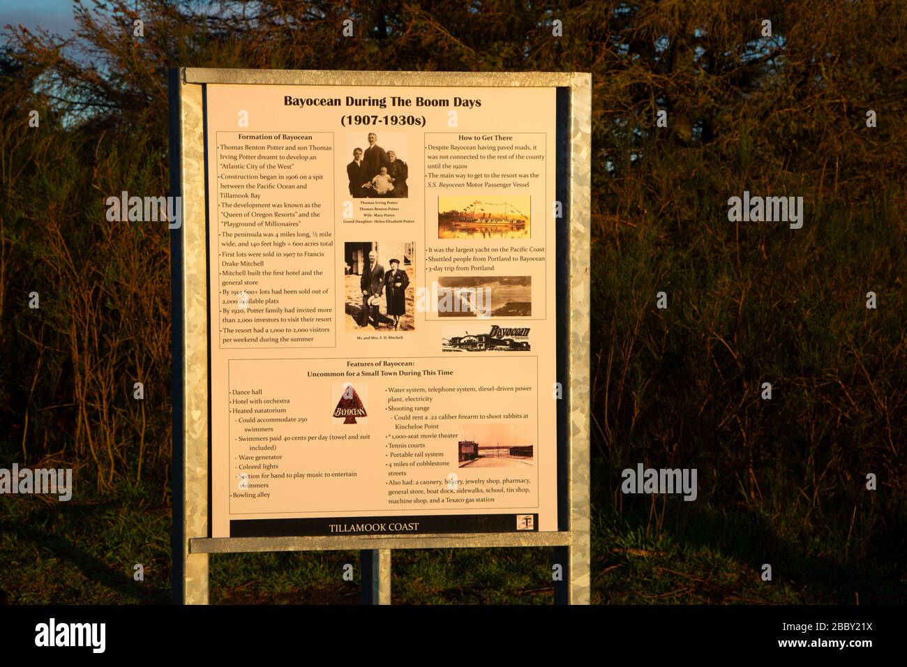Interpretive sign, Bayocean Peninsula, Tillamook County, Oregon Stock ...